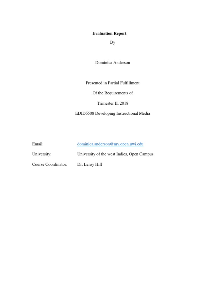 Anderson Evaluation Report | PDF | Instructional Design | Multimedia