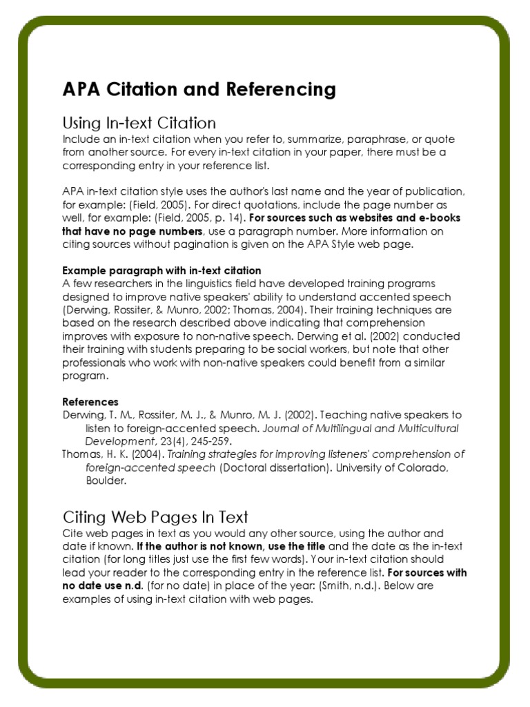 APA Citation Guide for Students | PDF | Citation | Reading Comprehension
