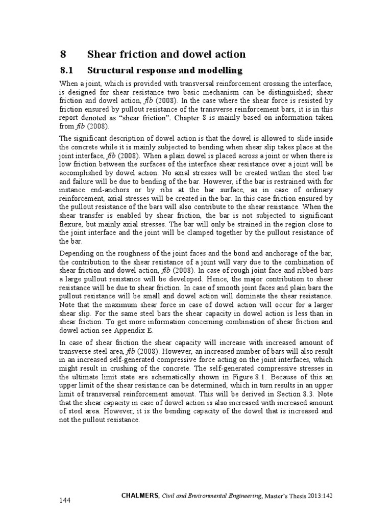 Shear Friction vs. Dowel Action in Joints | PDF | Strength Of Materials ...