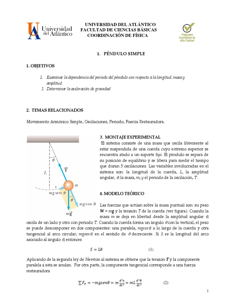 Pendulo Simple | PDF | Péndulo | Mecánica