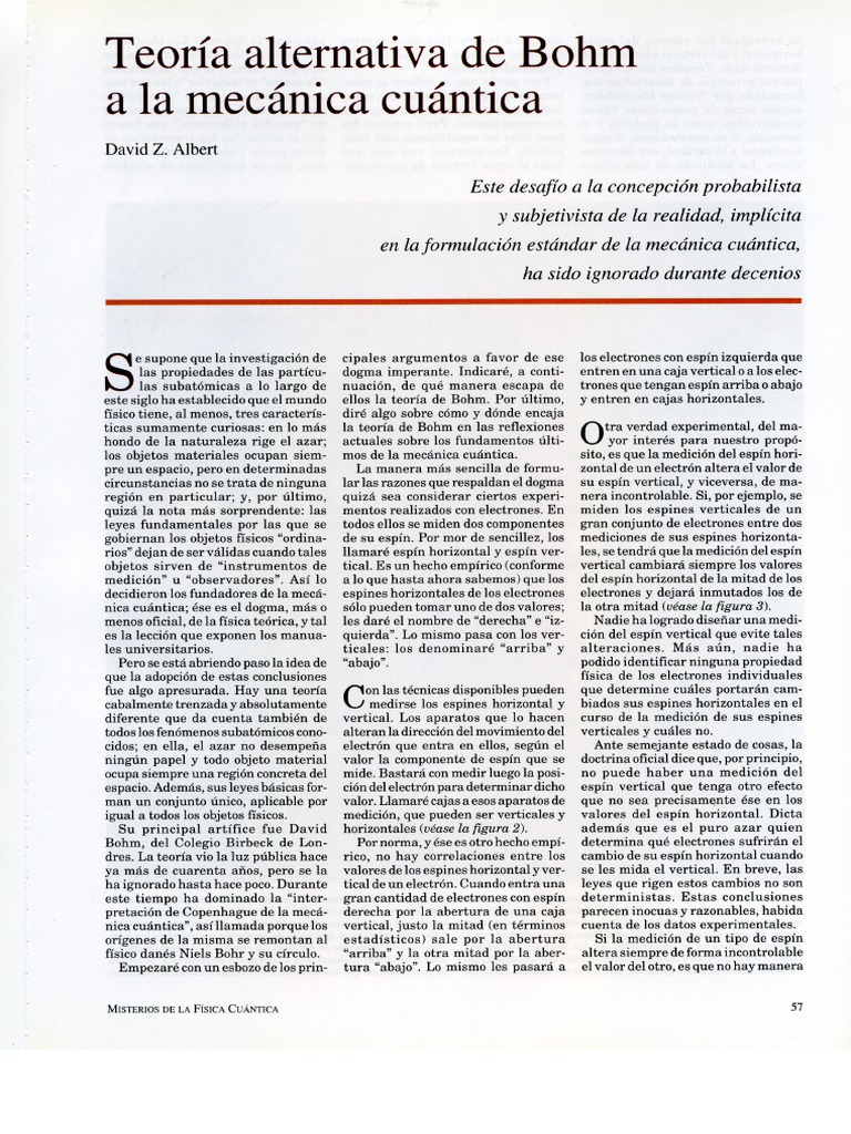David Z.Albert - TeorÃ­a Alternativa de Bohm a la Mecanica Cuantica.pdf ...