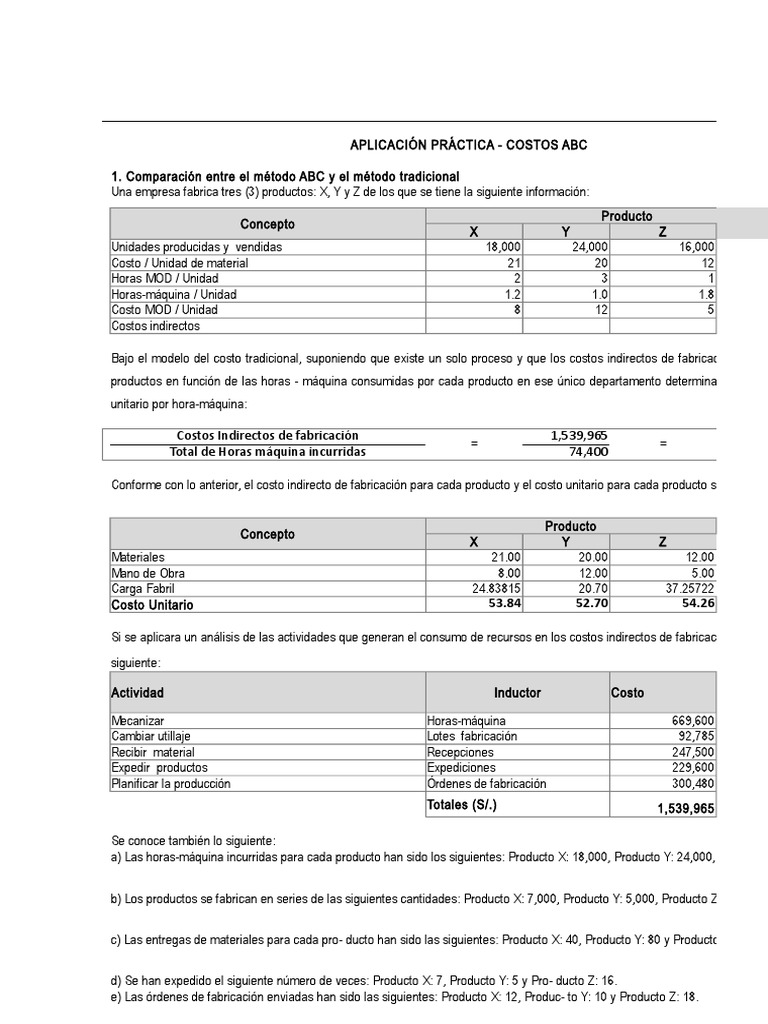 Caso Practico Costos Abc Upn | PDF | Economias | Business