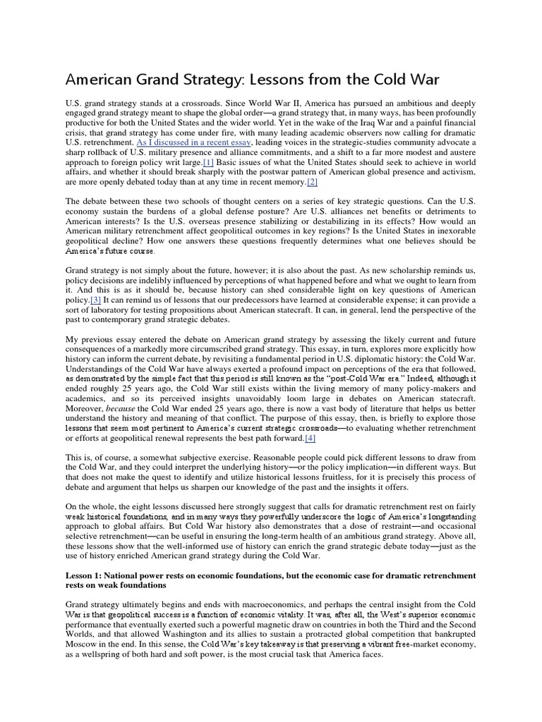 Cold War Insights for U.S. Grand Strategy | PDF | Grand Strategy | Cold War