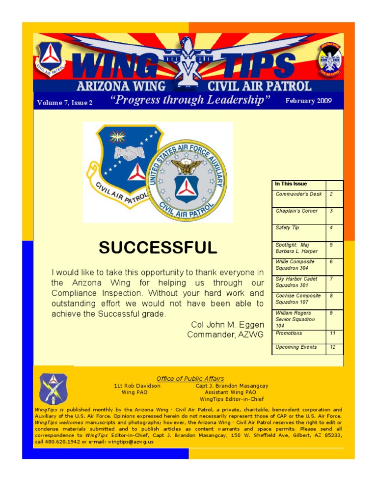 Arizona Wing - Feb 2009 | PDF | Civil Air Patrol | Search And Rescue