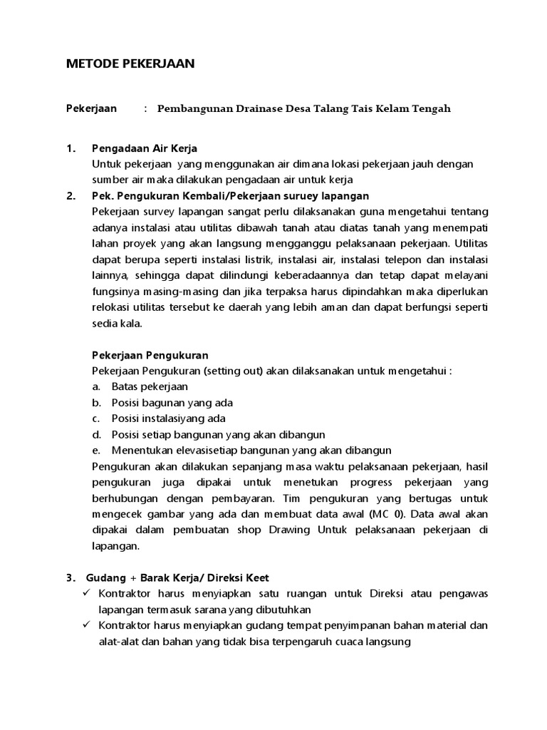 Metode Pekerjaan Drainase | PDF