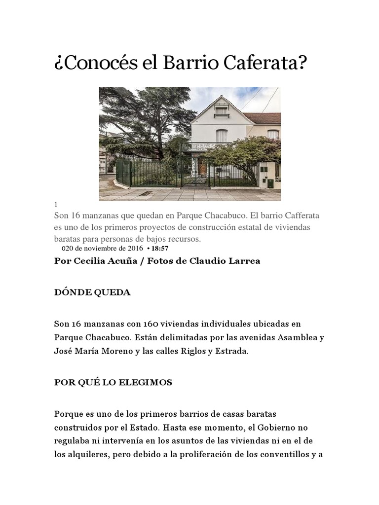 Conocés El Barrio Caferata | PDF | Ciencias sociales | Viajes y turismo
