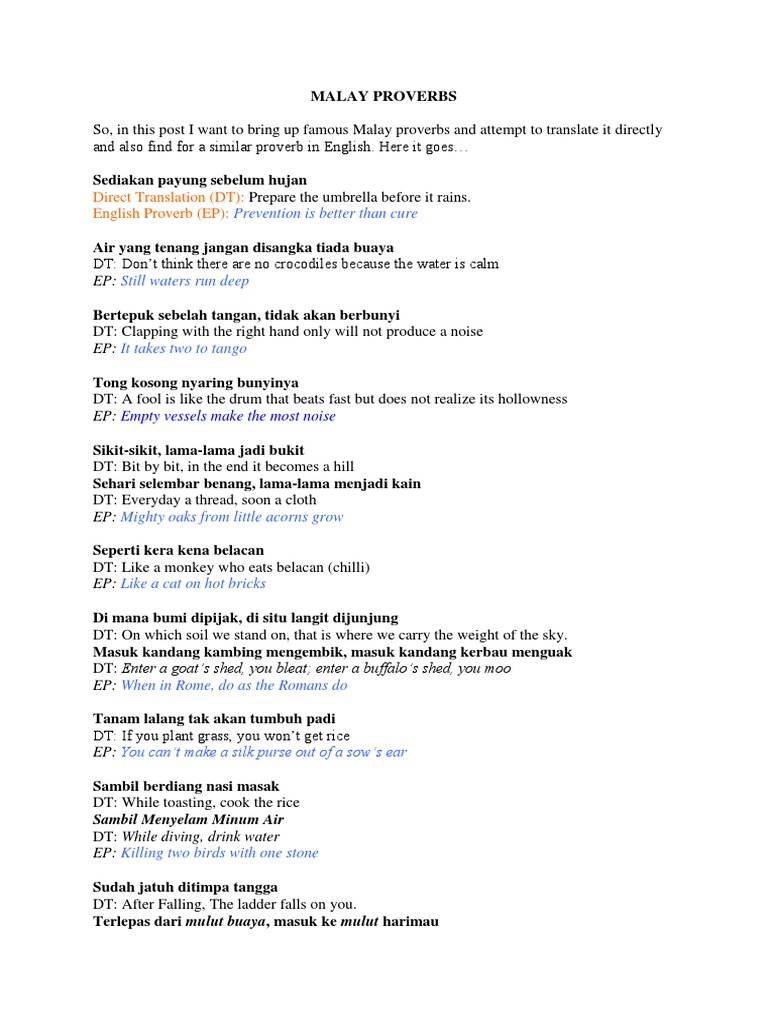 Malay Proverbs | PDF