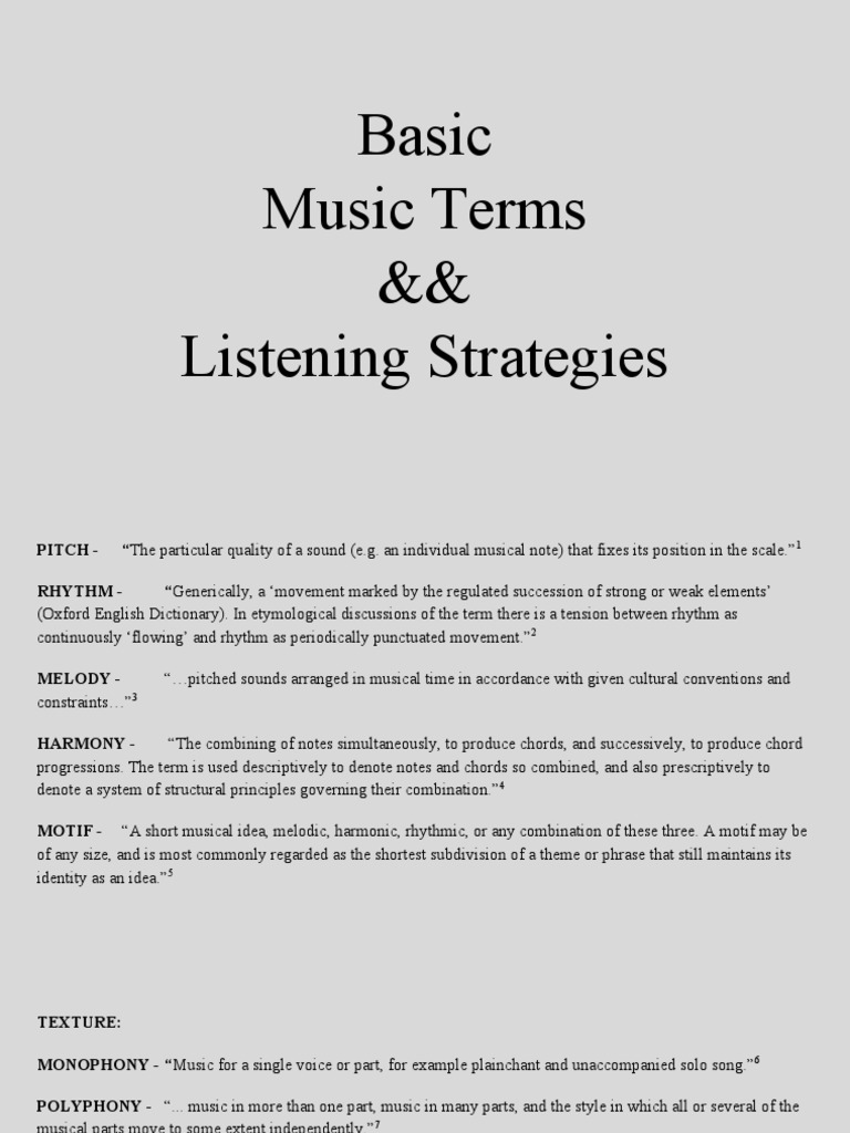 Basic Musical Terms | PDF | Elements Of Music | Music Theory