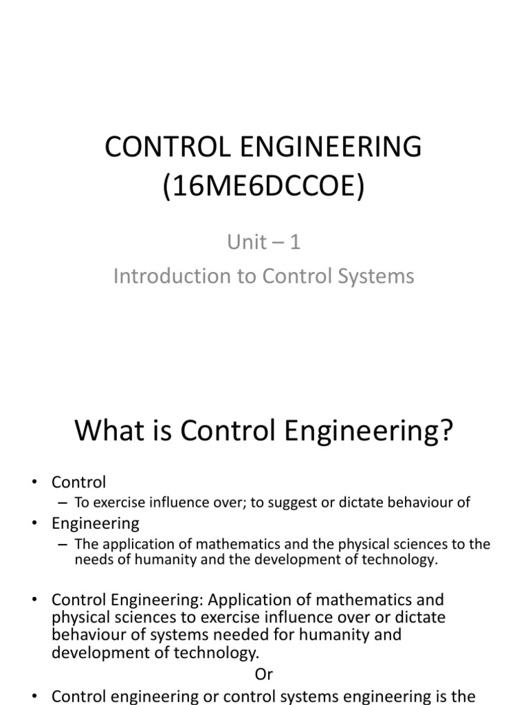 Introduction to Control Engineering Concepts | PDF | Control ...