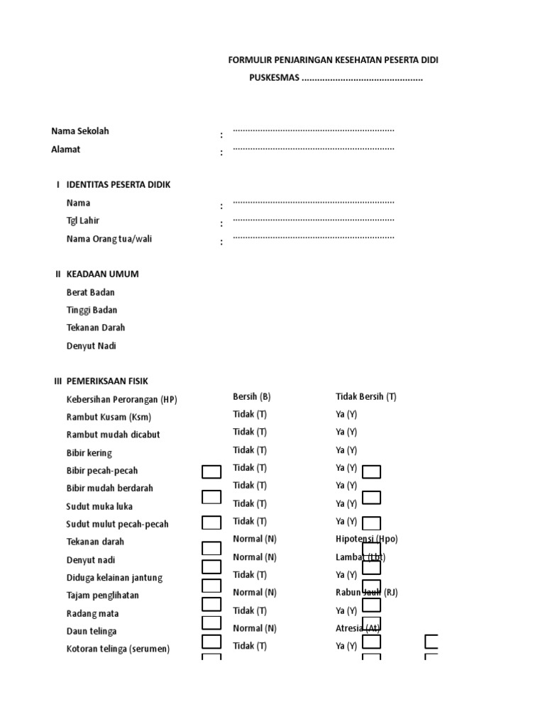 Format Penjaringan SD | PDF
