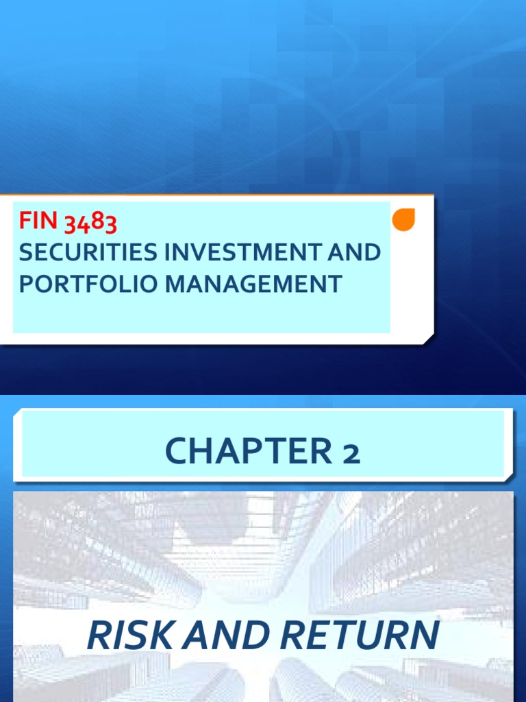FIN3483 - Chapter 2 - Risk and Return | PDF | Capital Asset Pricing Model | Beta (Finance)