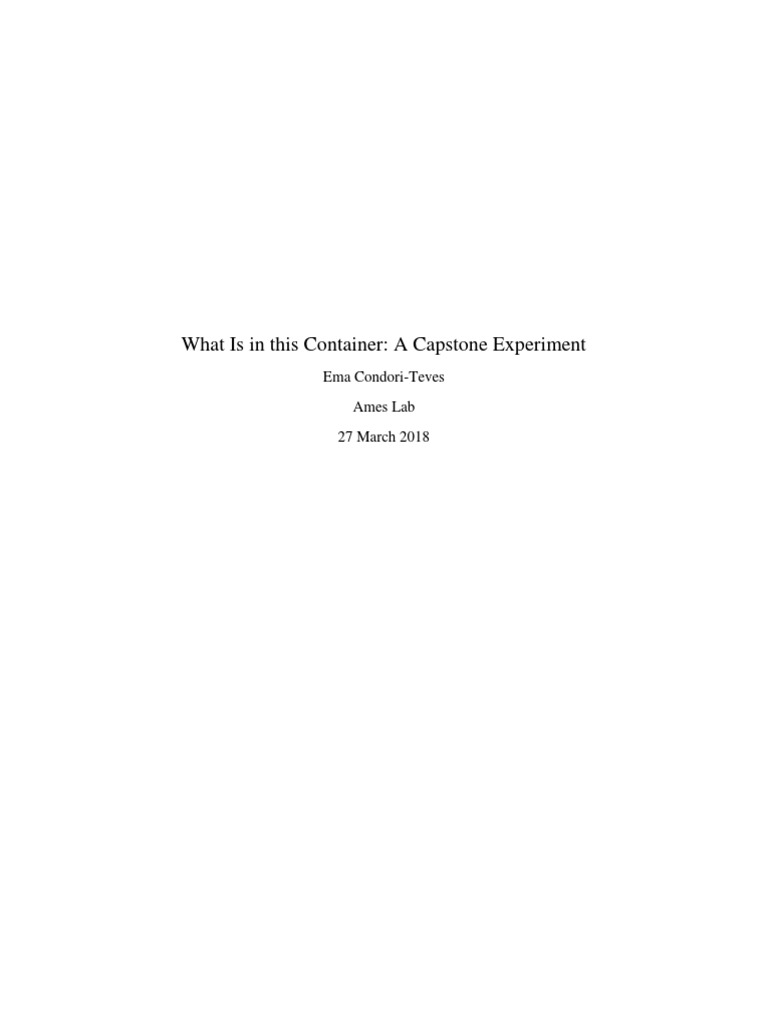 What Is in This Container Capstone Experiment Lab 32 | PDF | Ph ...