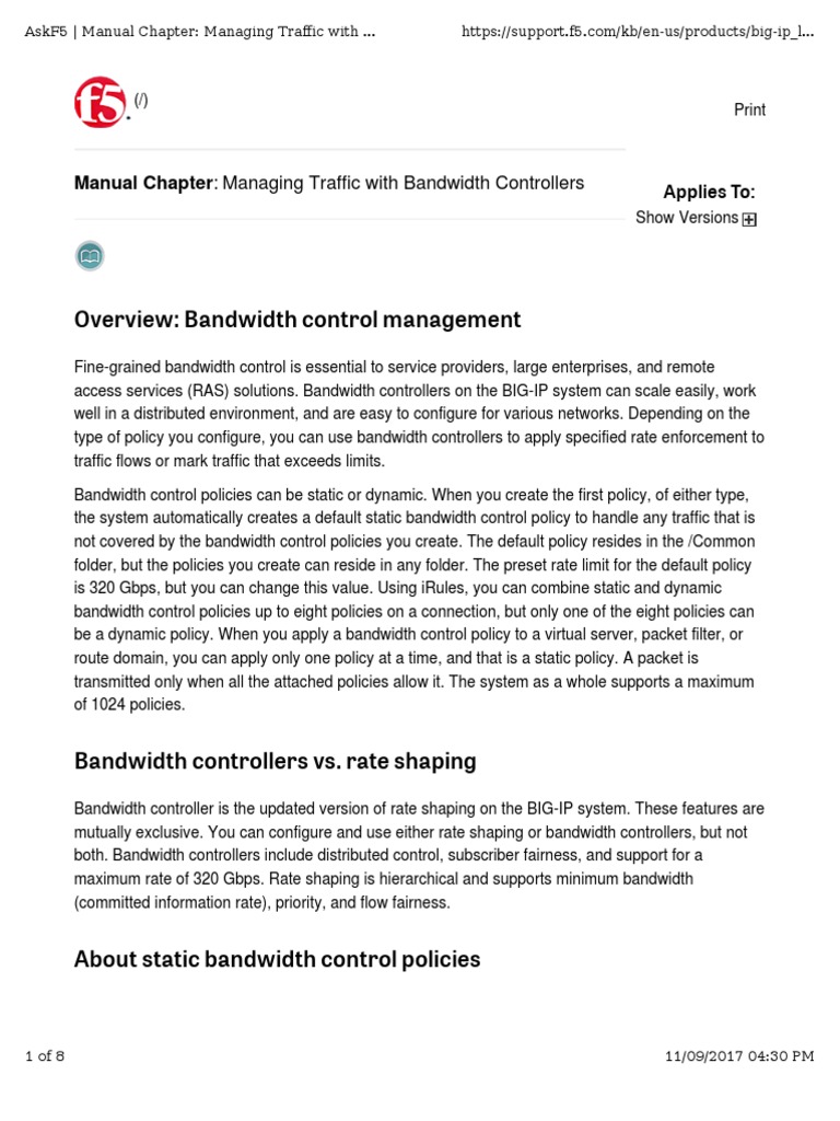 Overview: Bandwidth Control Management: Manual Chapter: Managing Traffic With Bandwidth ...