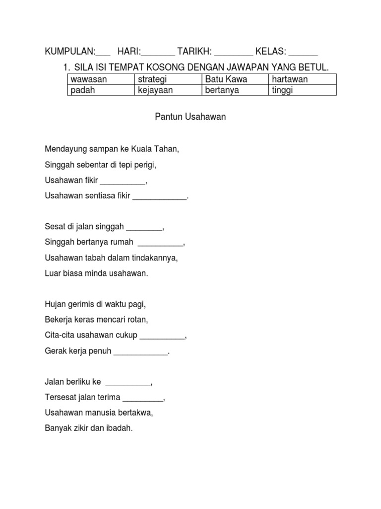 BBM Pantun Usahawan | PDF