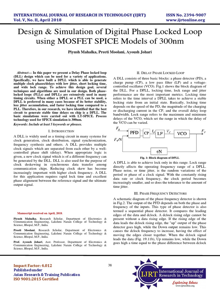 Design and Simulation of Digital Phase Locked Loop Using MOSFET SPICE ...