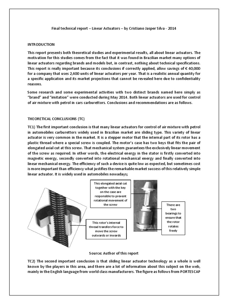 Linear Actuators Report English | PDF | Electric Motor | Actuator