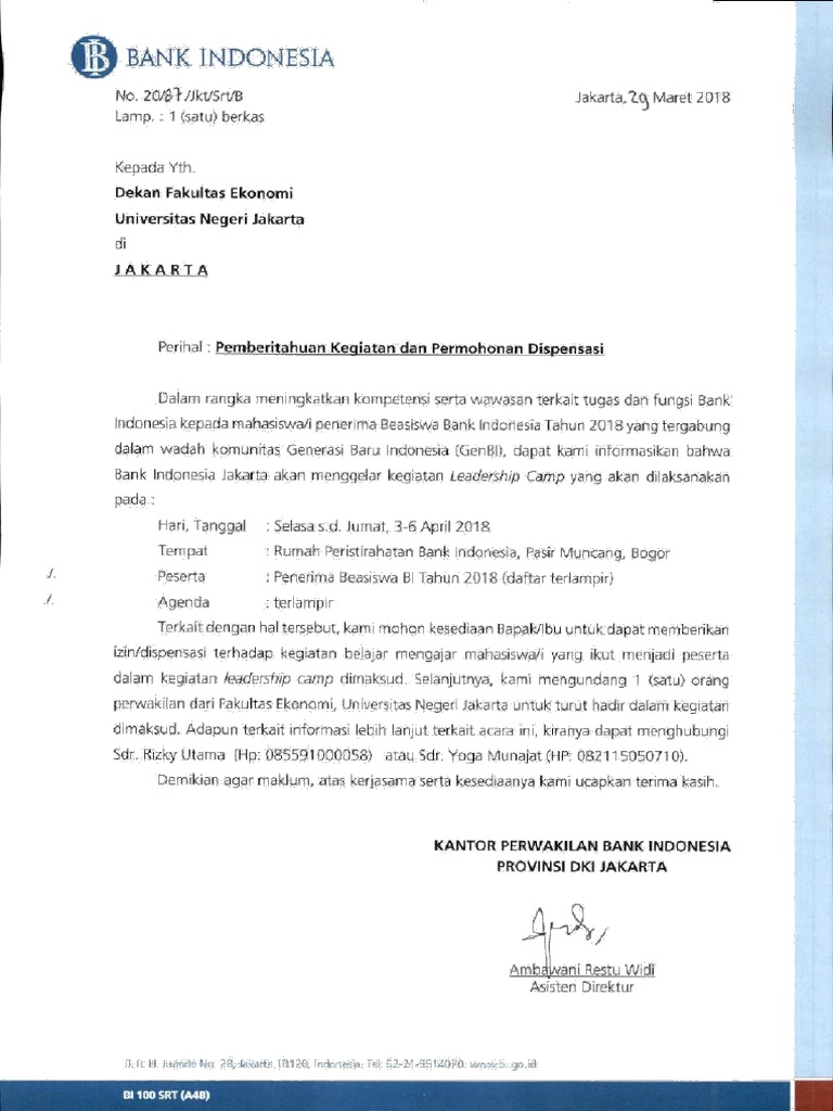 Surat Dispen Unj | PDF