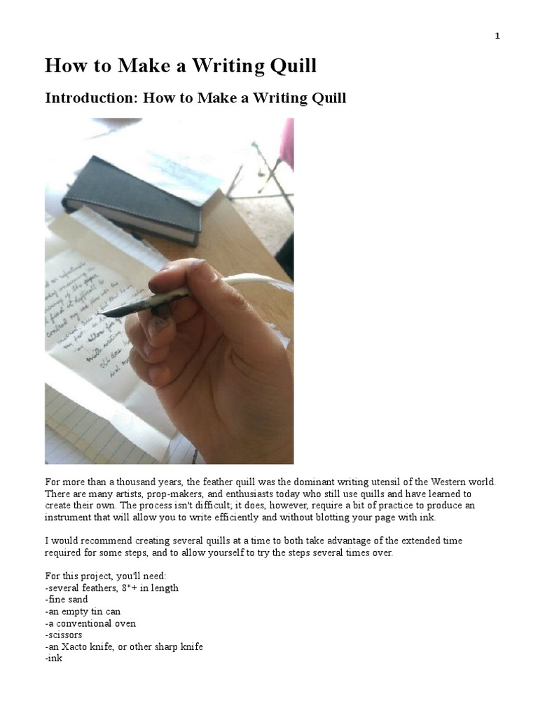 How To Make A Writing Quill | PDF | Pen | Knife