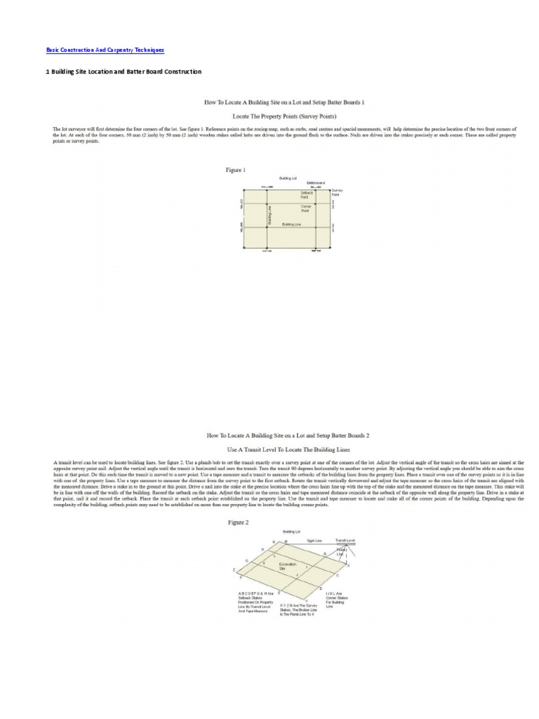 1 Building Site Location and Batter Board Construction | PDF