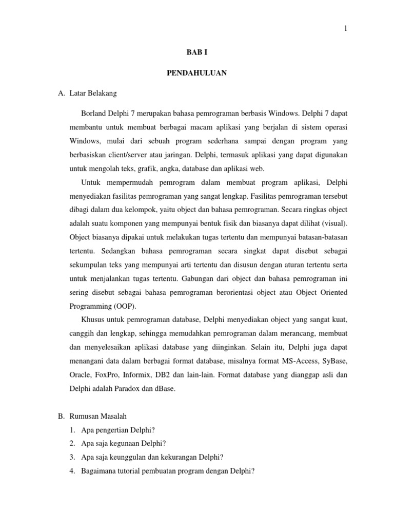 Langkah-Langkah Program Delphi Aplikasi Fisika | PDF