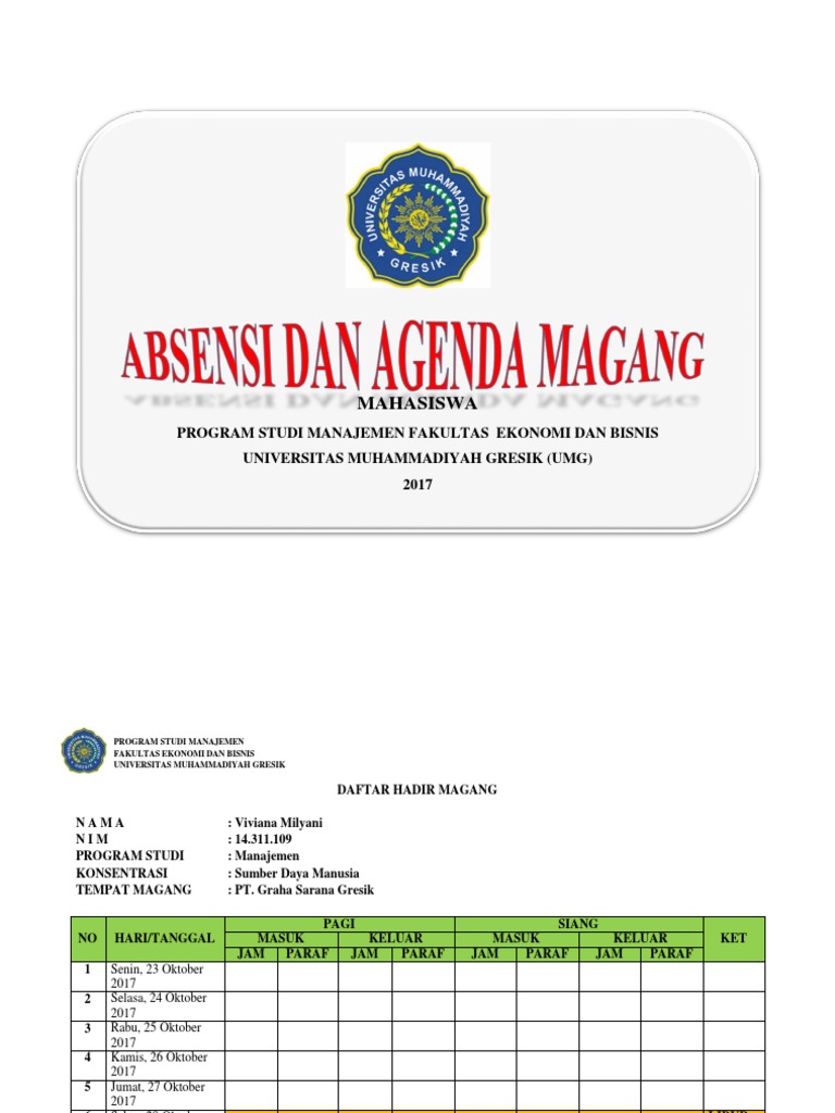 Absensi Dan Agenda Magang | PDF
