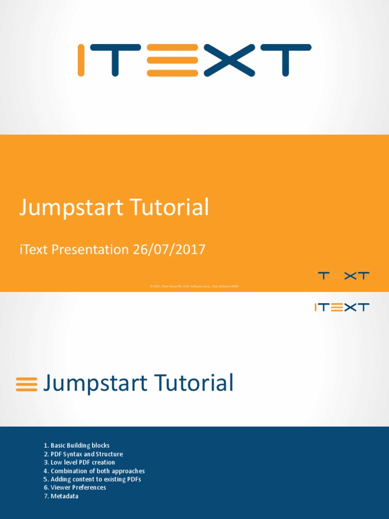 IText Jumpstart Tutorial | Download Free PDF | Bracket | Software Engineering