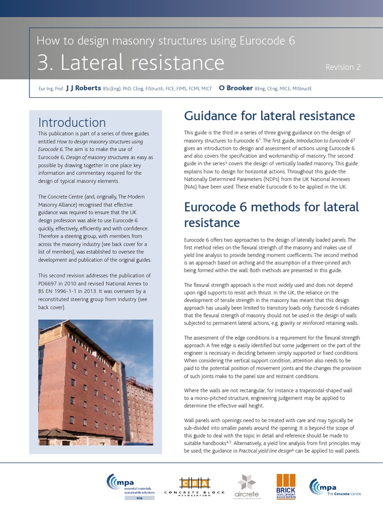D Eurocode 6 Masonry Lateral Resistance | PDF | Masonry | Bending