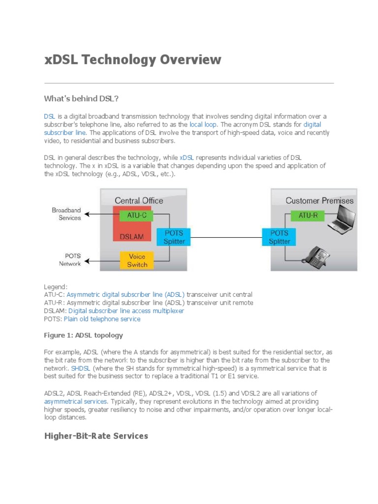 XDSL Technology Overview | PDF | Wi Max | Digital Subscriber Line