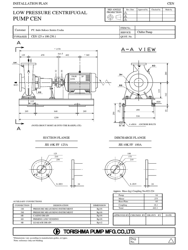 Pump Drawing | PDF | Hydraulics | Pump