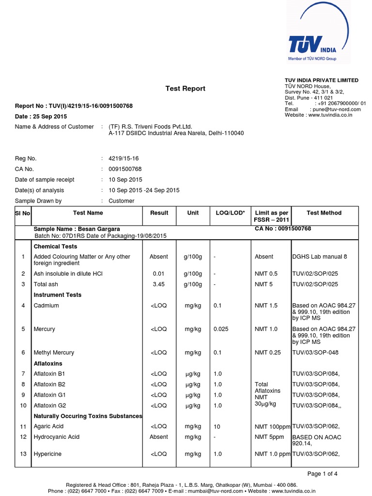 Test Report: Tuv India Private Limited | Download Free PDF | Nature ...