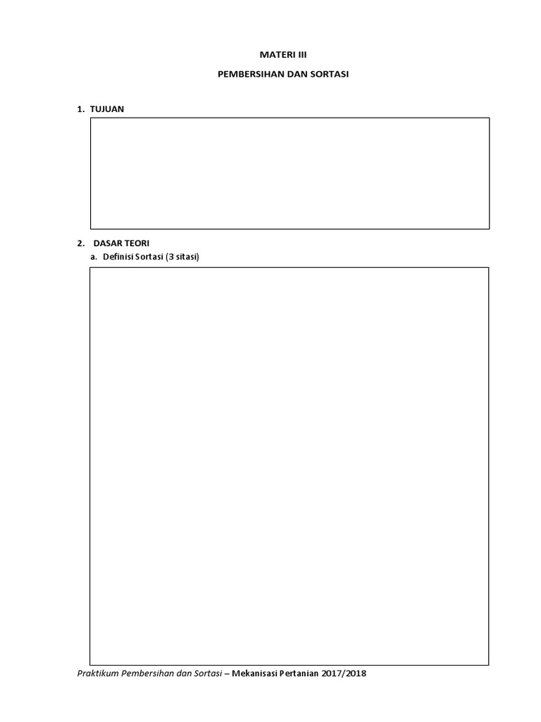 Work Sheet Pembersihan Dan Sortasi | PDF