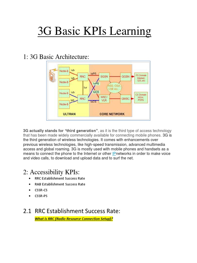 3G Basic KPIs | PDF | 3 G | Radio Resource Management