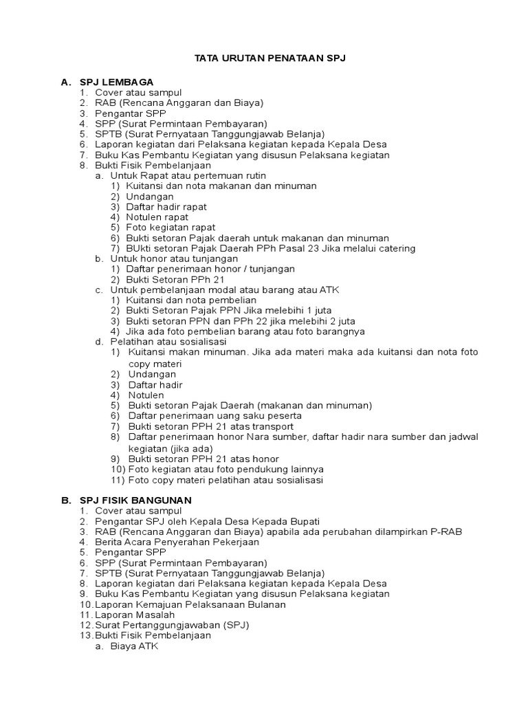 Tata Urutan Penataan SPJ | PDF