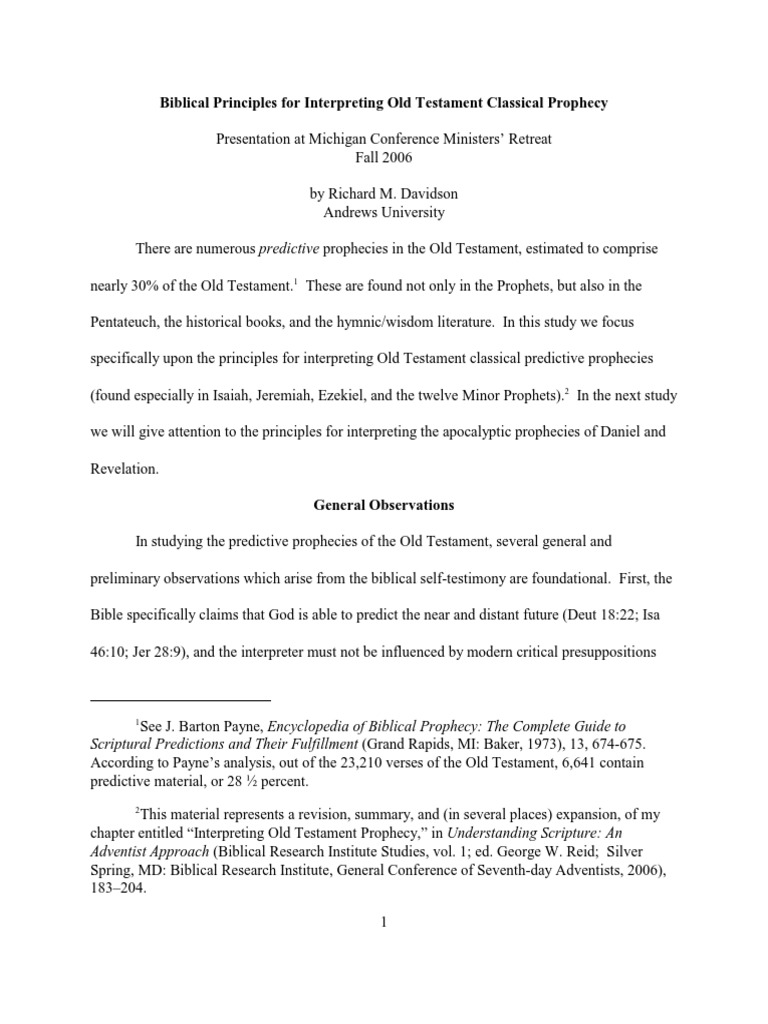 Interpreting Old Testament Prophecies | PDF | Bible Prophecy | Messiah