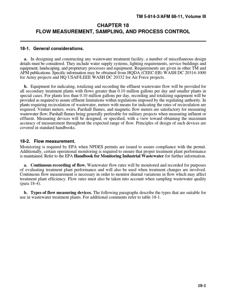 Wastewater Flow Measurement & Control | PDF | Sewage Treatment | Flow ...