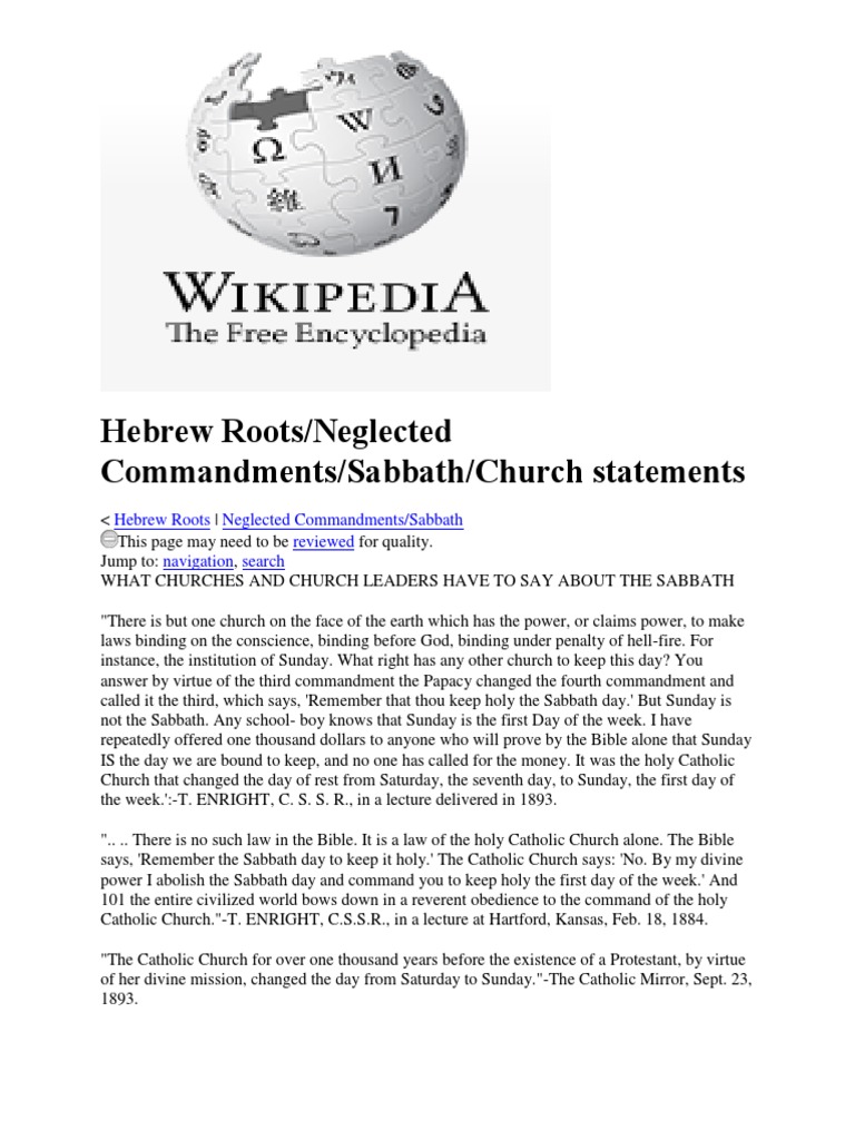 Hebrew Roots | PDF | Shabbat | Sabbath In Christianity