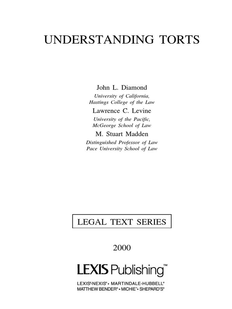 Understanding Torts: Legal Text Series | PDF | Trespass | Tort