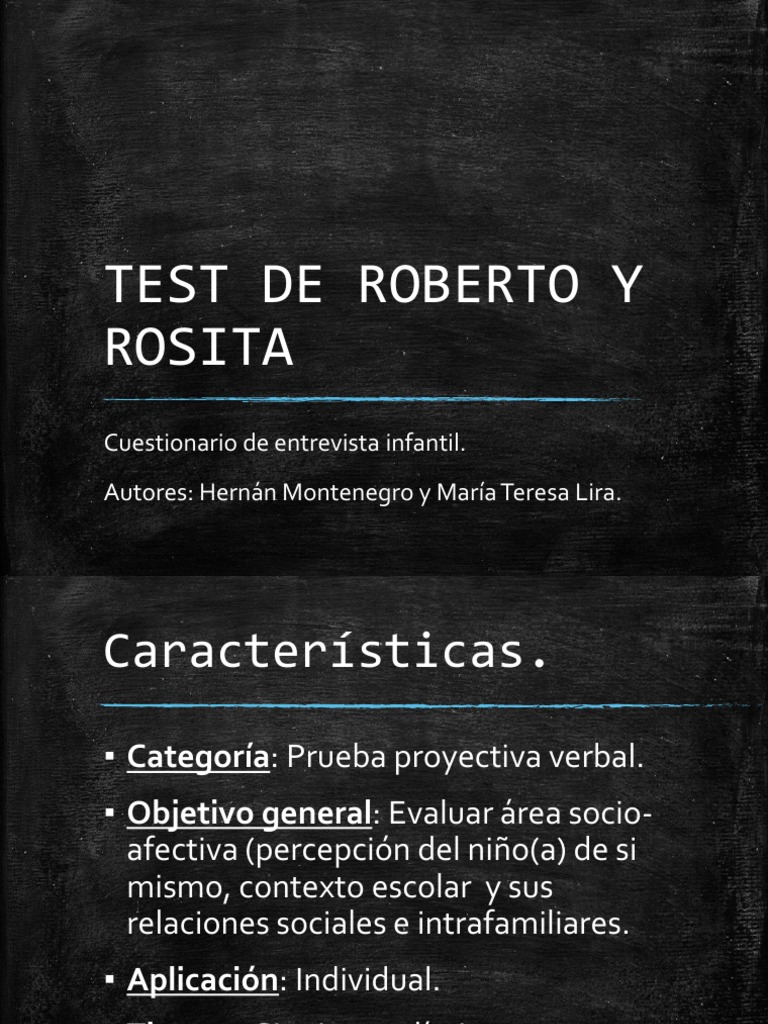 Presentación Test de Roberto y Rosita | PDF | Ciencia cognitiva ...