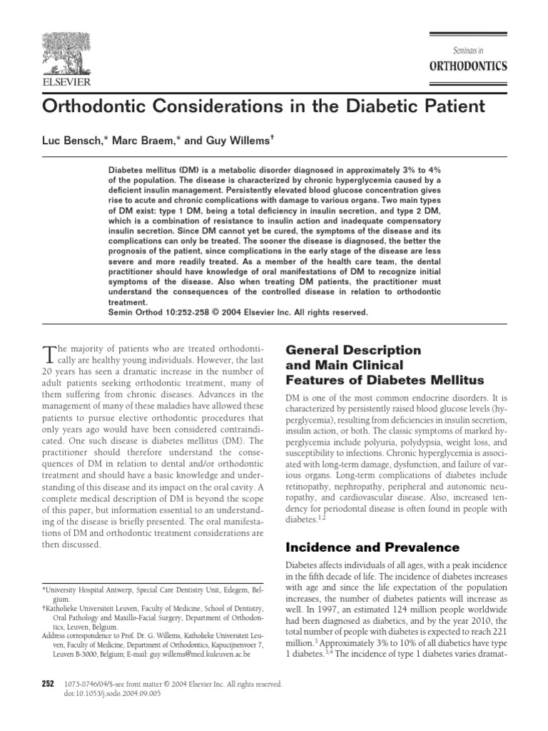 Orthodontic Considerations in The Diabetic Patient: Luc Bensch, Marc ...