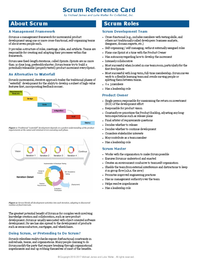 CollabNet Scrumreferencecard PDF | PDF | Scrum (Software Development) | Computing