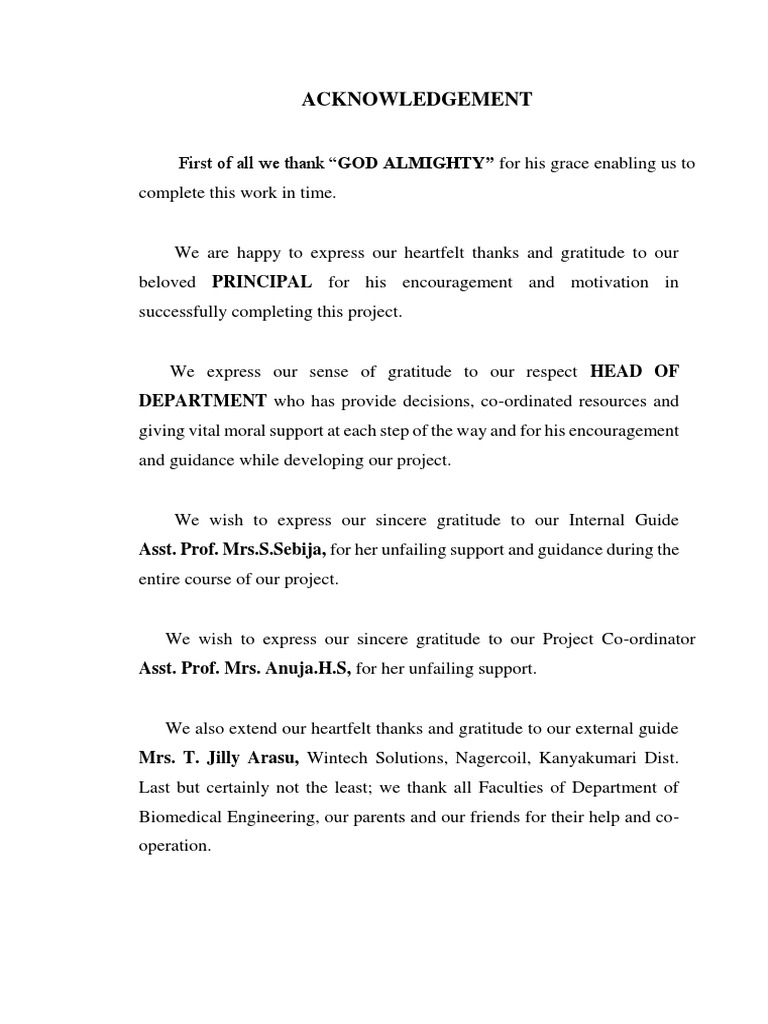 Acknowledgement | PDF | Career & Growth | Self-Improvement