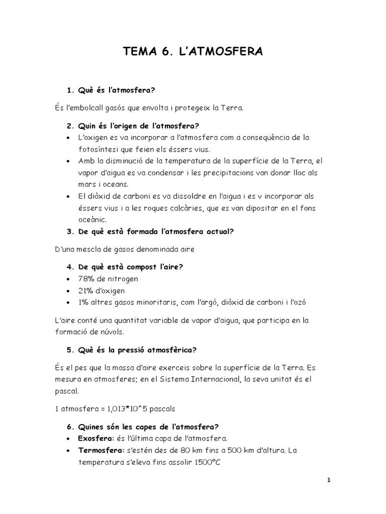 Tema 6. L'atmosfera | PDF