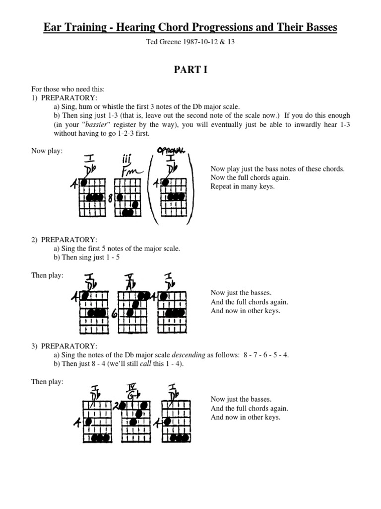 Ear Training - Hearing Chord Progressions and Their Basses | PDF ...
