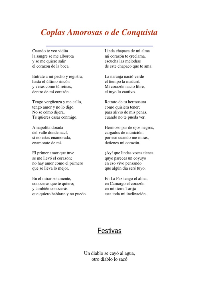 Coplas Amorosas y Carnavaleras | PDF | Carnaval | Amor
