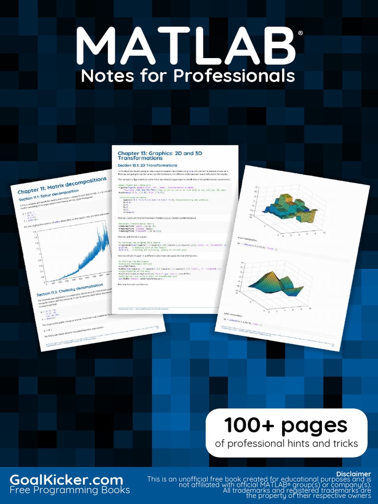 Mat Lab Notes For Professionals | PDF | Matrix (Mathematics) | Array ...