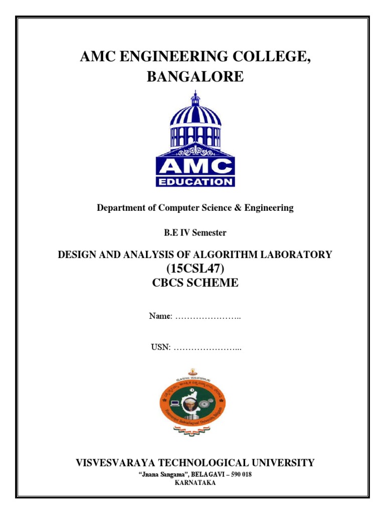 Vtu 4th Sem Design and Analysis of Algorithm Observation | PDF | Computational Complexity Theory ...