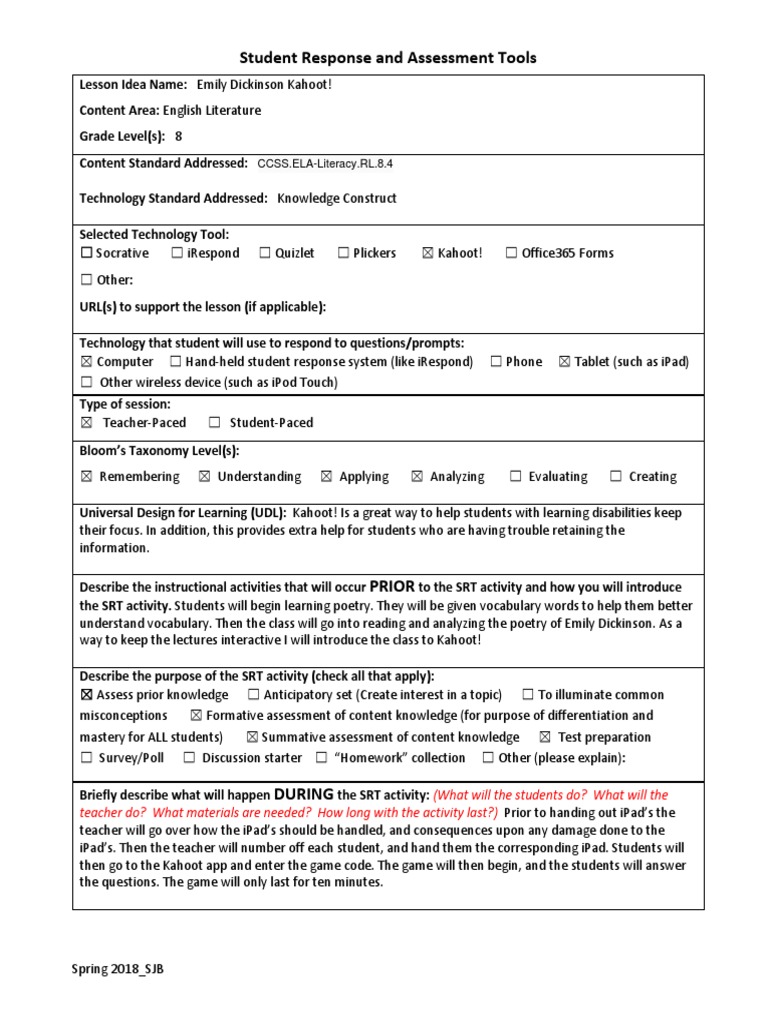 06 Student Response Tools Lesson Idea Template | PDF | Lecture ...