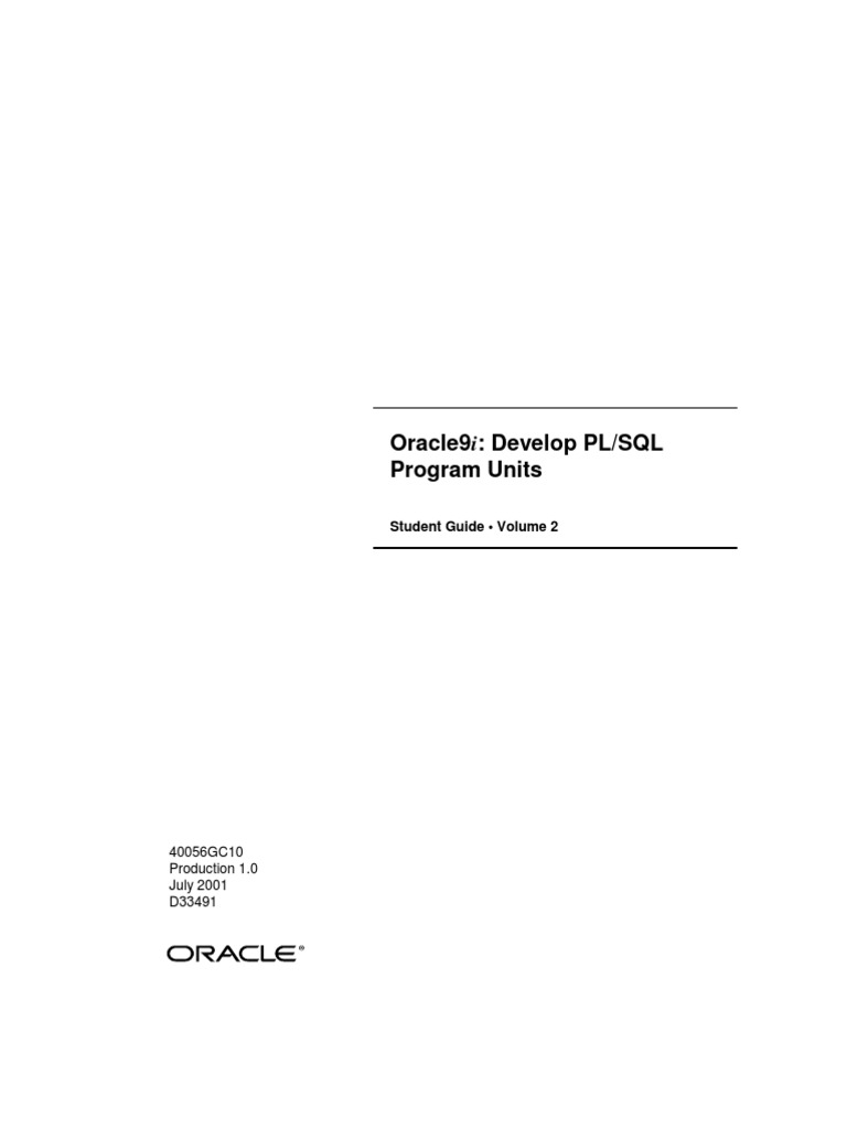 Oracle 9i-PLSQL - Program Units (Vol 2) | PDF | Subroutine | Pl/Sql
