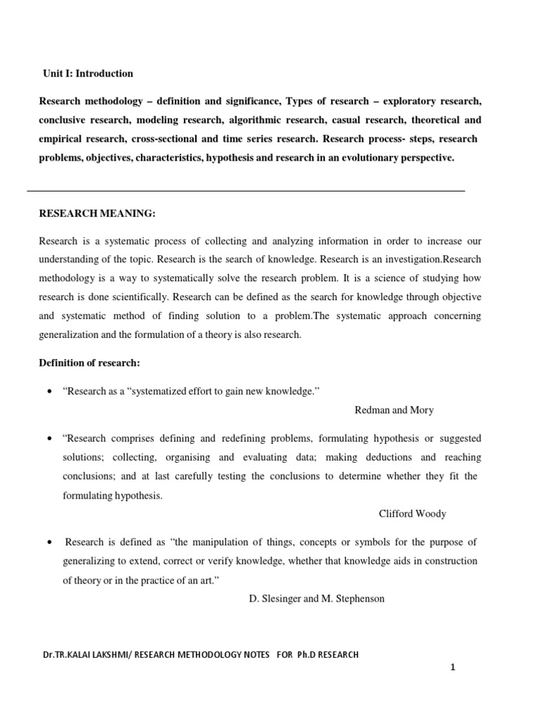 Research Methodology Notes by DR Kalailakshmi | Download Free PDF ...