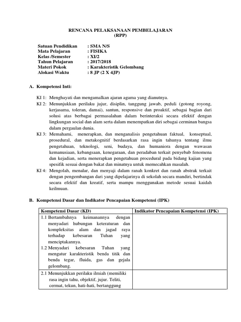 RPP Karakteristik Gelombang | PDF